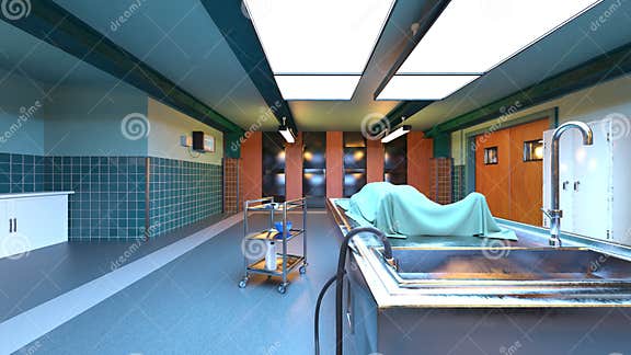 3D Rendering of the Dissection Room Stock Illustration - Illustration ...