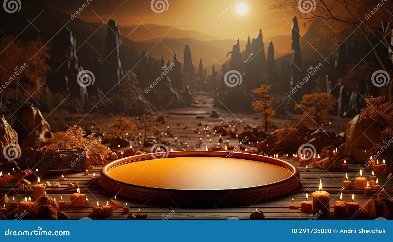 3d Rendering of Diwali Background with Empty Round Stage Stock ...