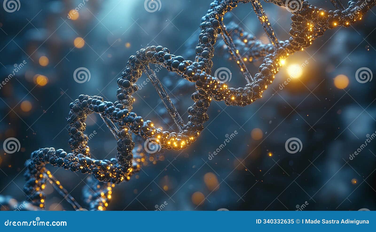 A 3D Rendering of a DNA Double Helix, with a Soft Glow Around the ...