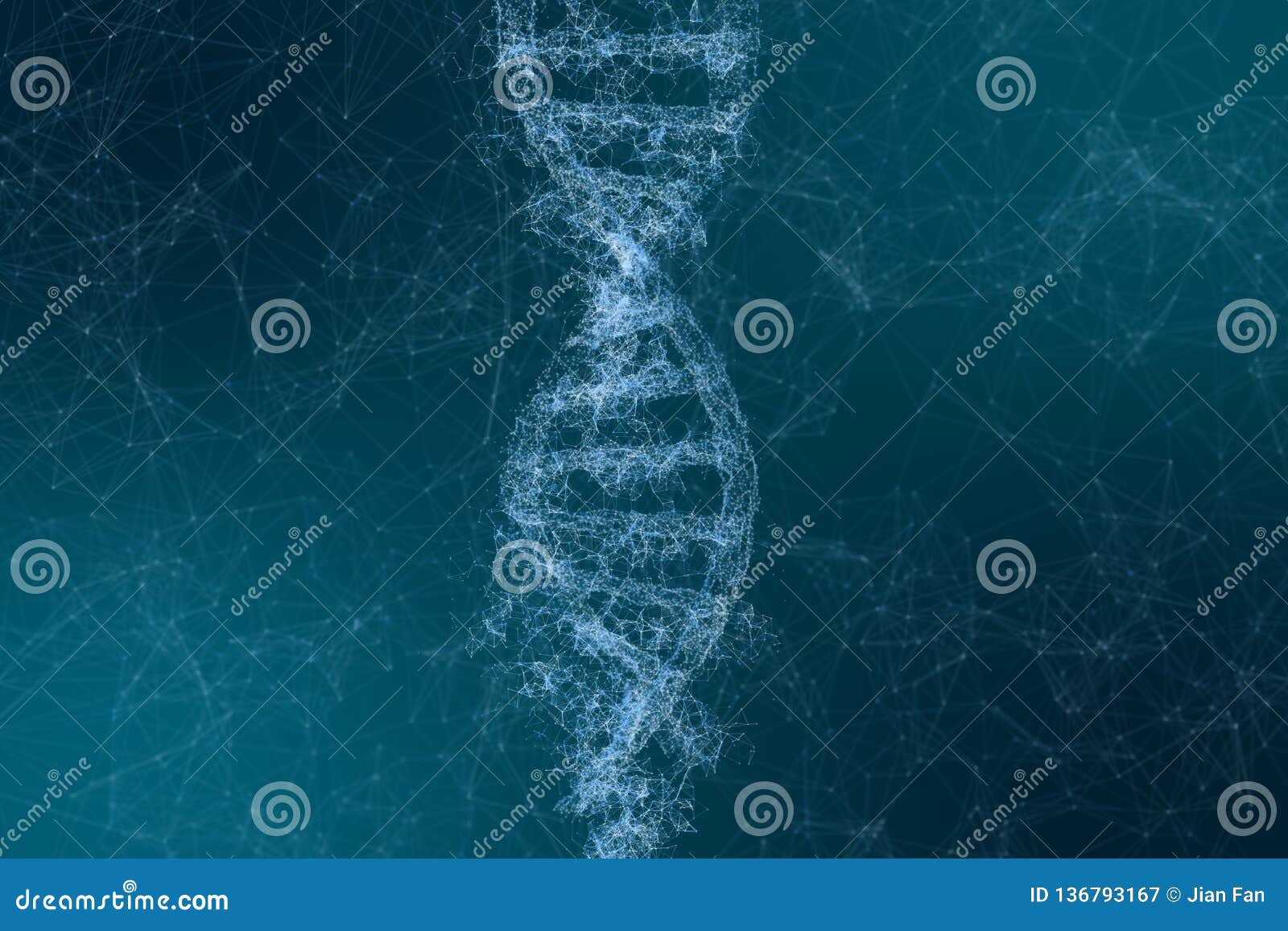 3d Rendering, DNA with Emanative Lines Background Stock Illustration ...
