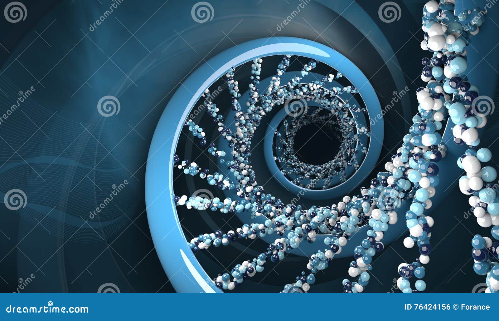 3D Rendering of DNA Helix, Blue Colors Stock Illustration ...
