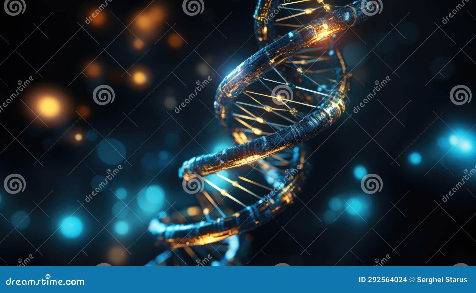 3d Rendering of a Dna Strand on a Dark Background, AI Stock ...