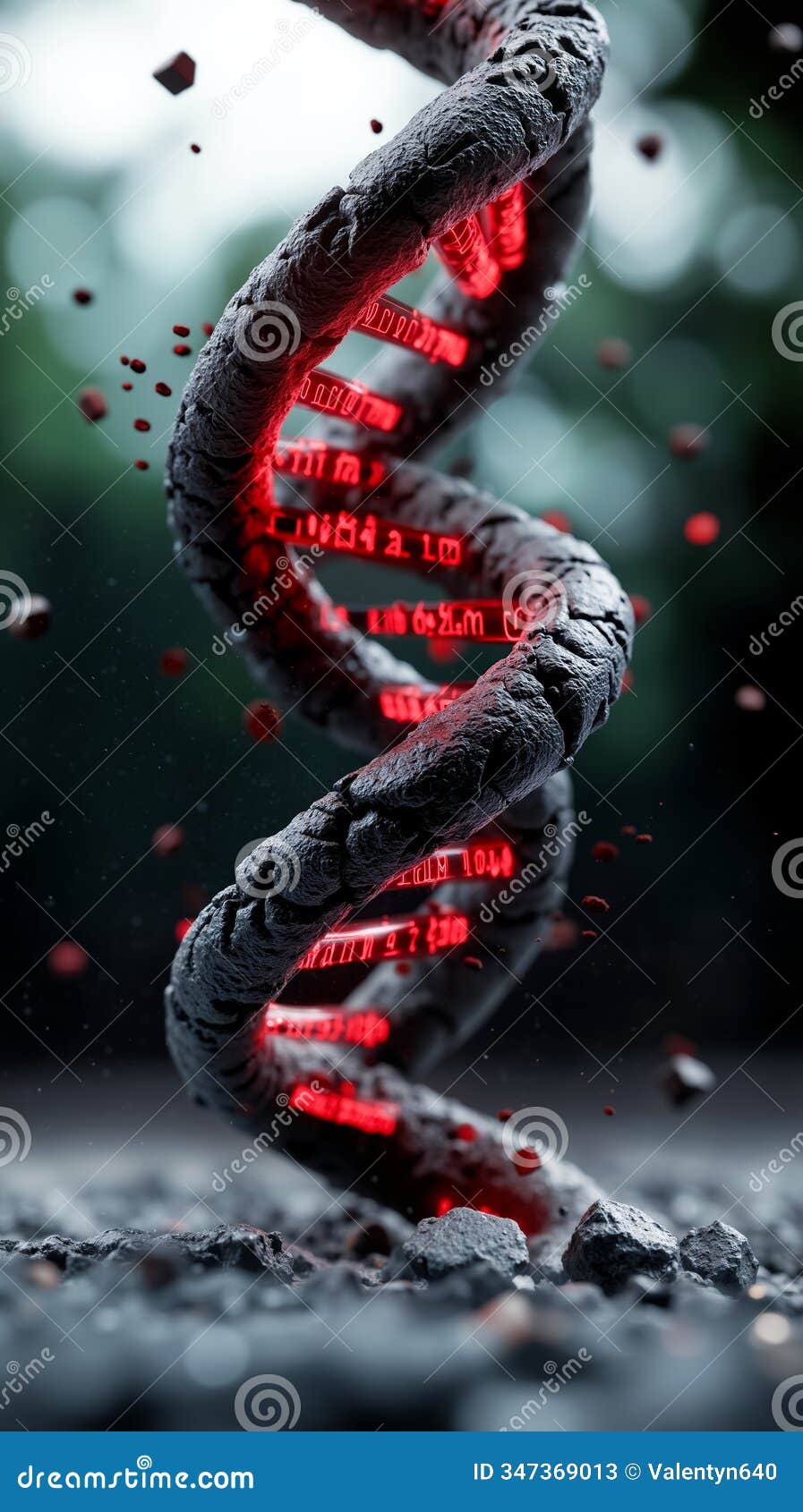 A 3D Rendering of a Dna Strand with Red Numbers on it Stock ...
