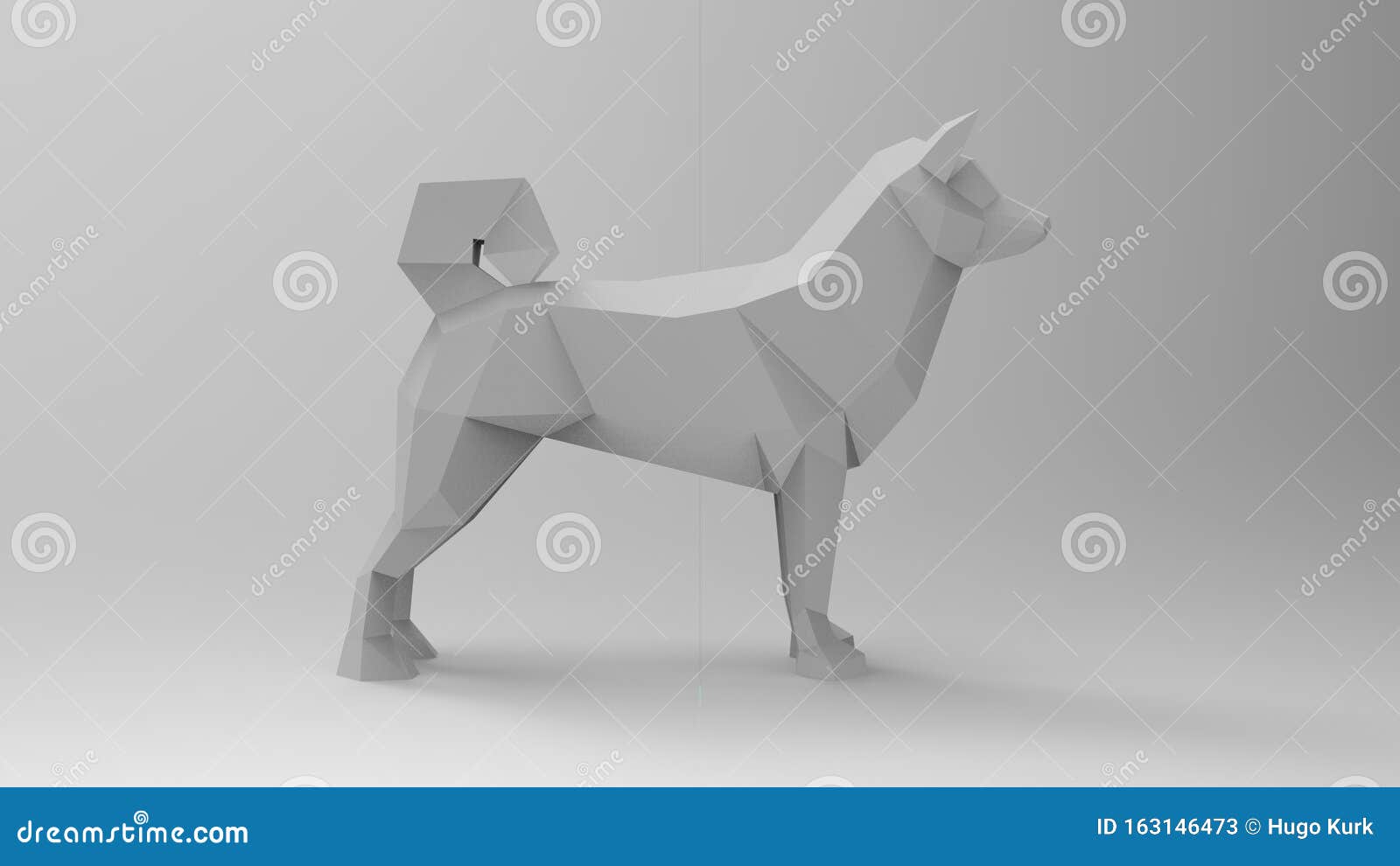 3d Rendering of a Dog Low Polygon Isolated in White Background Stock ...