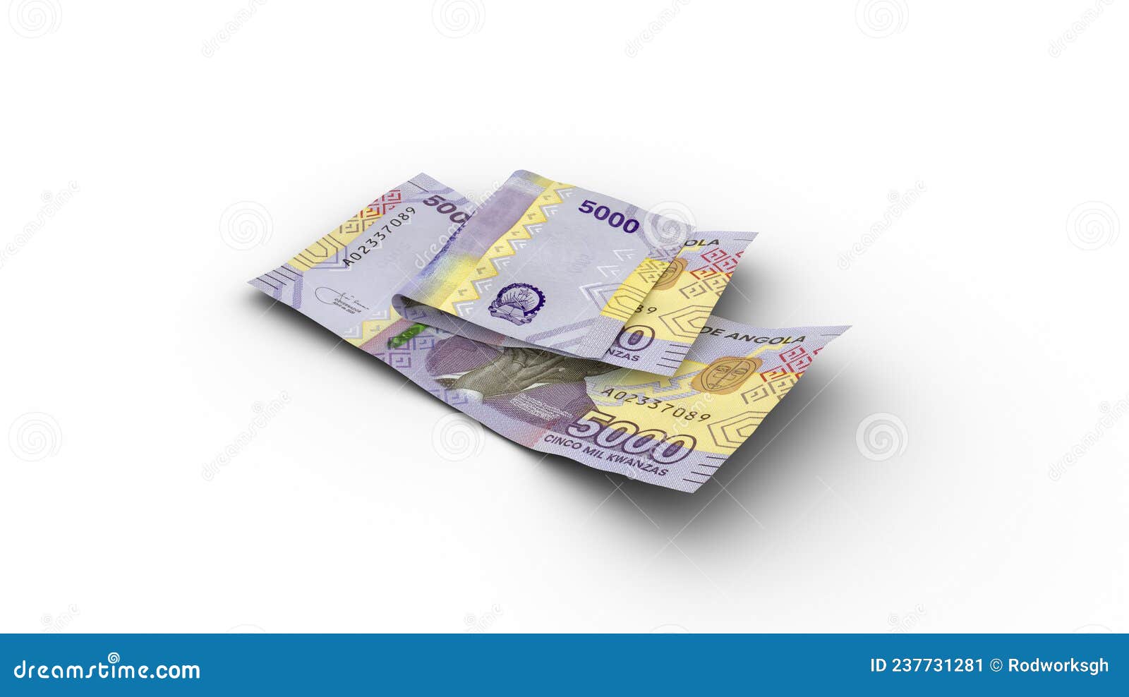 Double 5000 Albanian Lek Notes With Shadows On White Background Stock ...