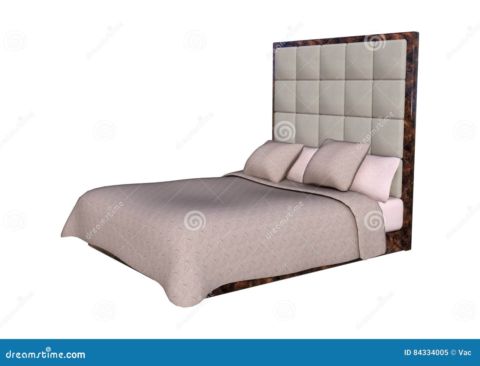 3D Rendering Double Bed on White Stock Illustration - Illustration of ...
