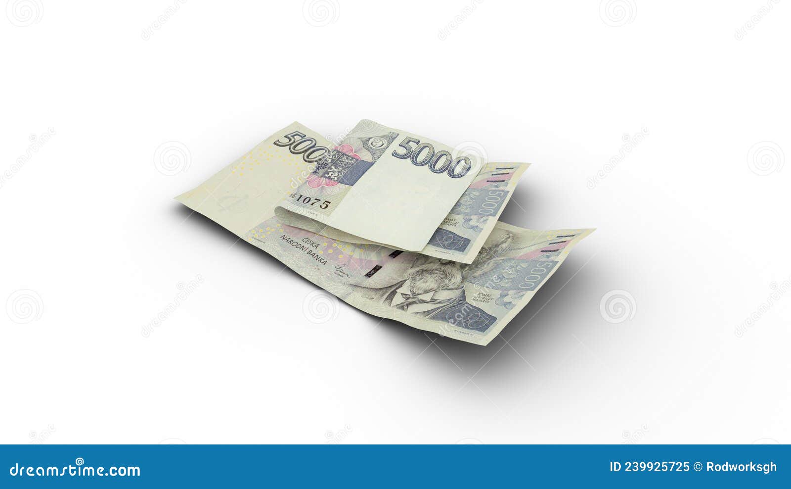 Double 5000 Albanian Lek Notes With Shadows On White Background Stock ...