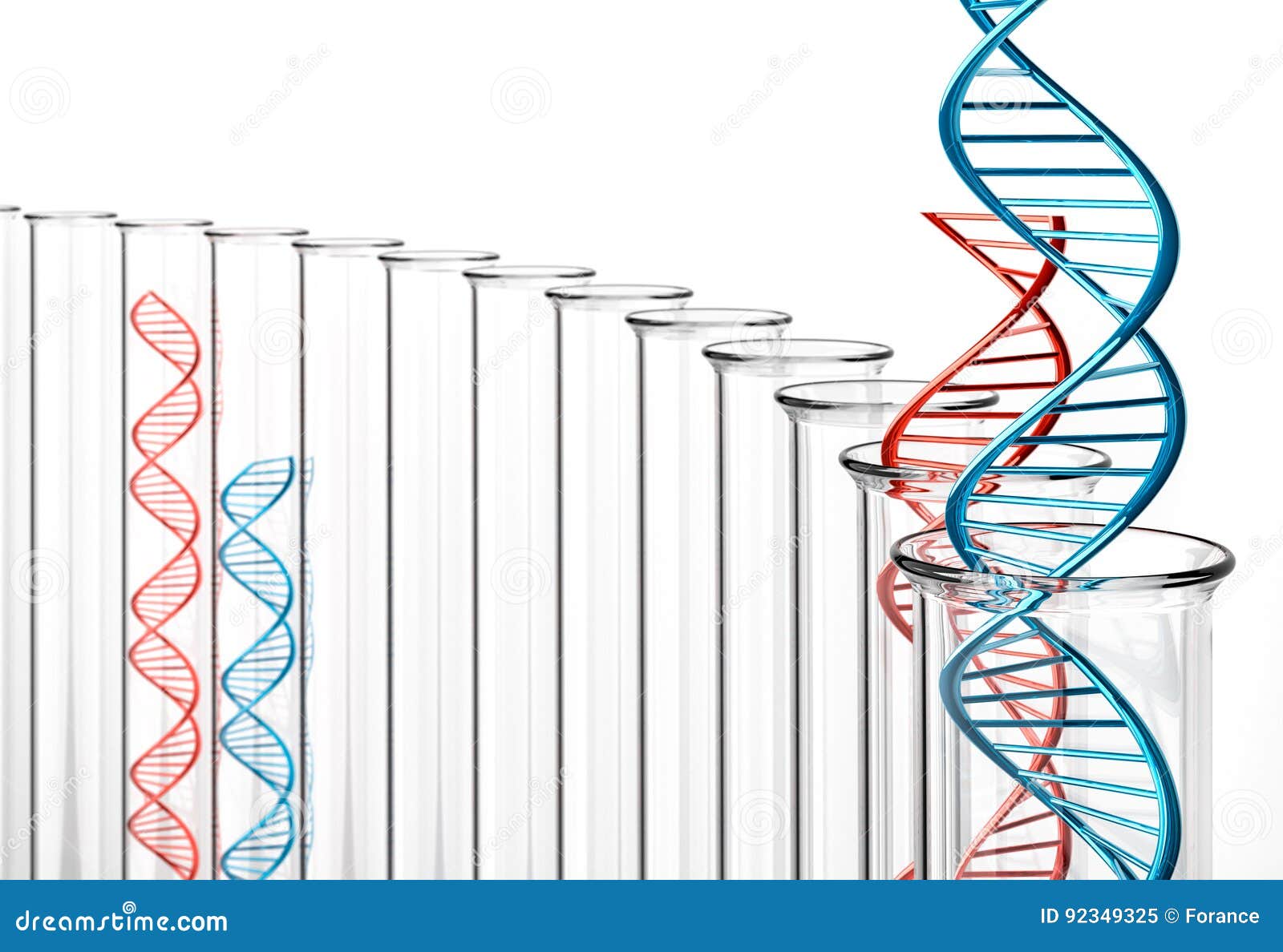 3D Rendering of Double Helix DNA in Test Tubes Stock Illustration ...