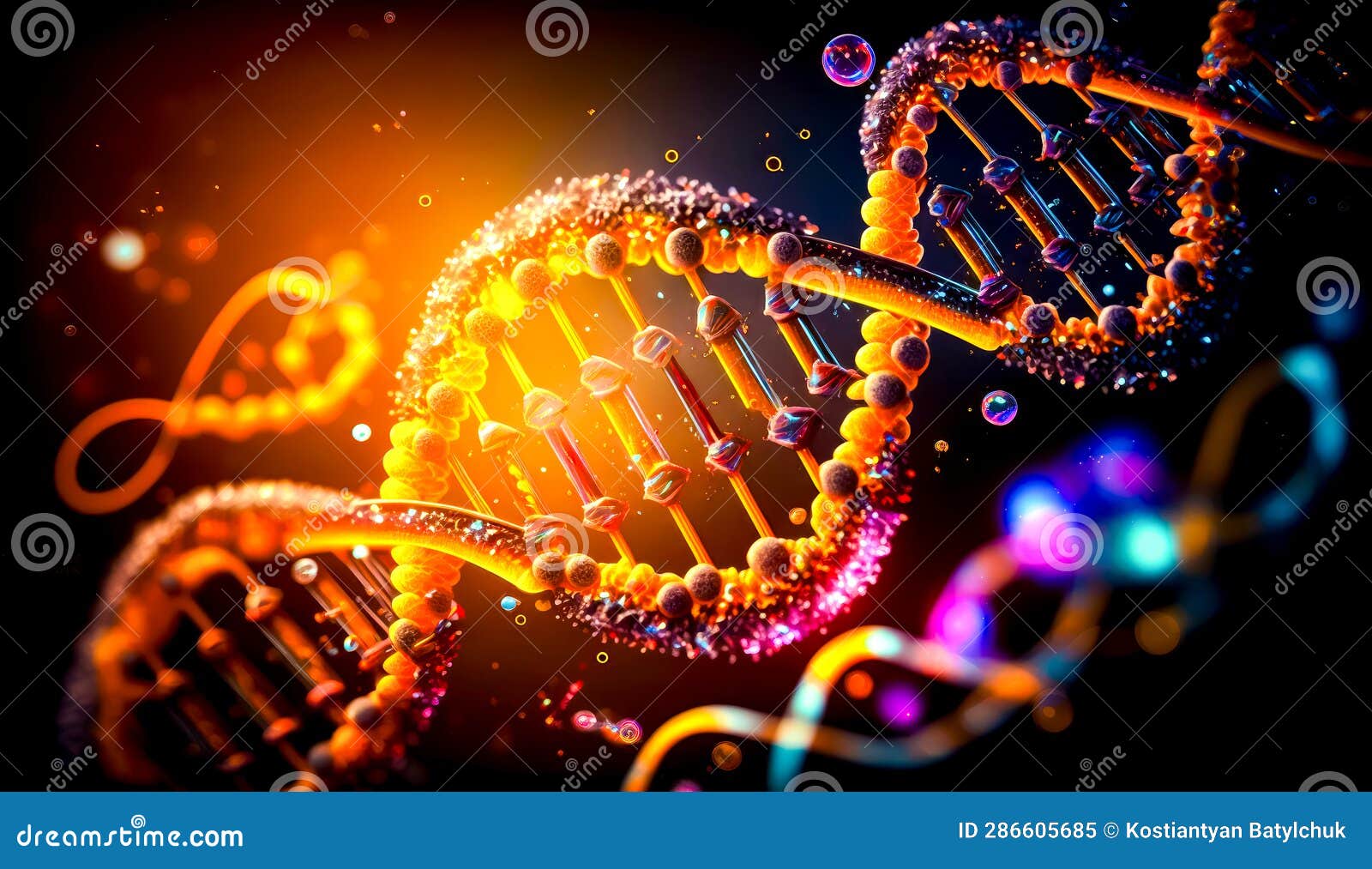 3d Rendering of Double - Stranded, Multi - Colored Structure Stock ...