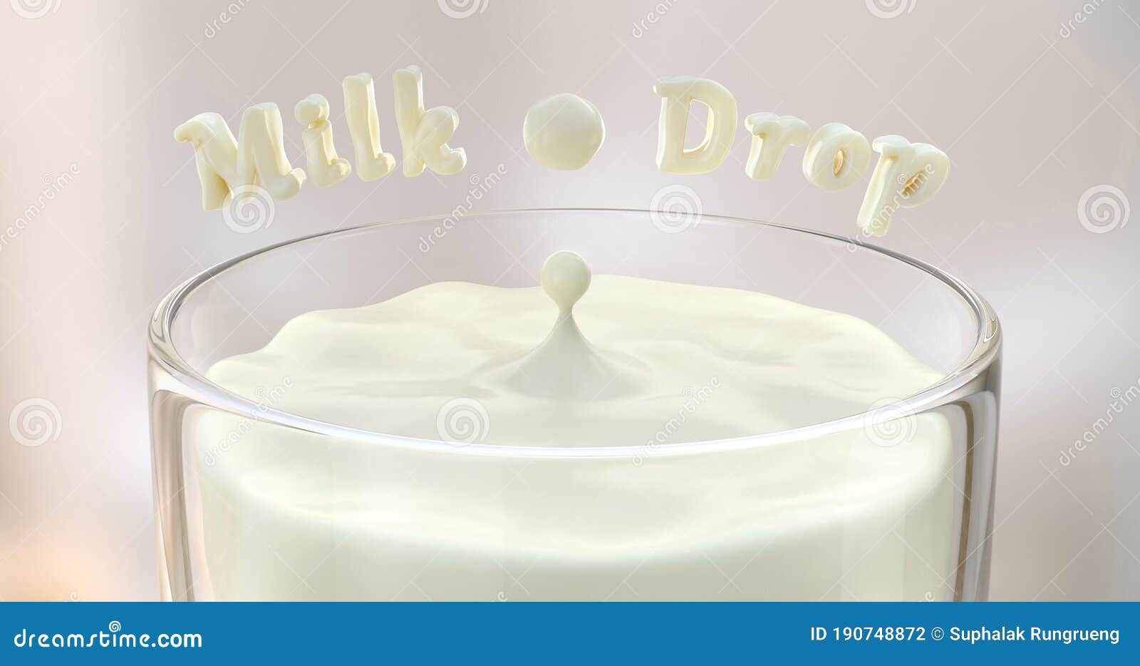 3d Rendering of a Drop of Milk in a Glass Stock Illustration ...