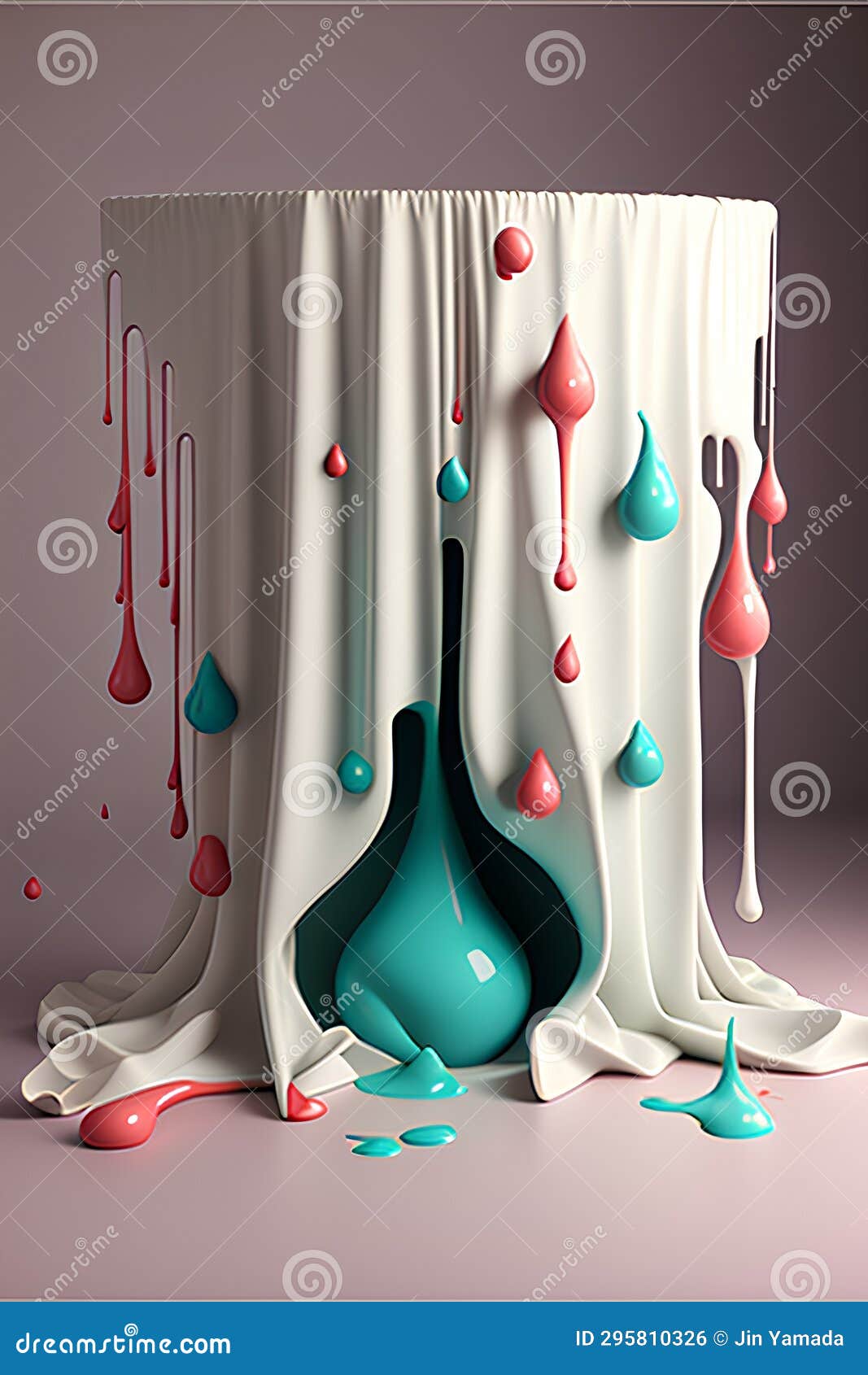 3d Rendering of a Drop of Paint Dripping Down a Curtain. Stock ...