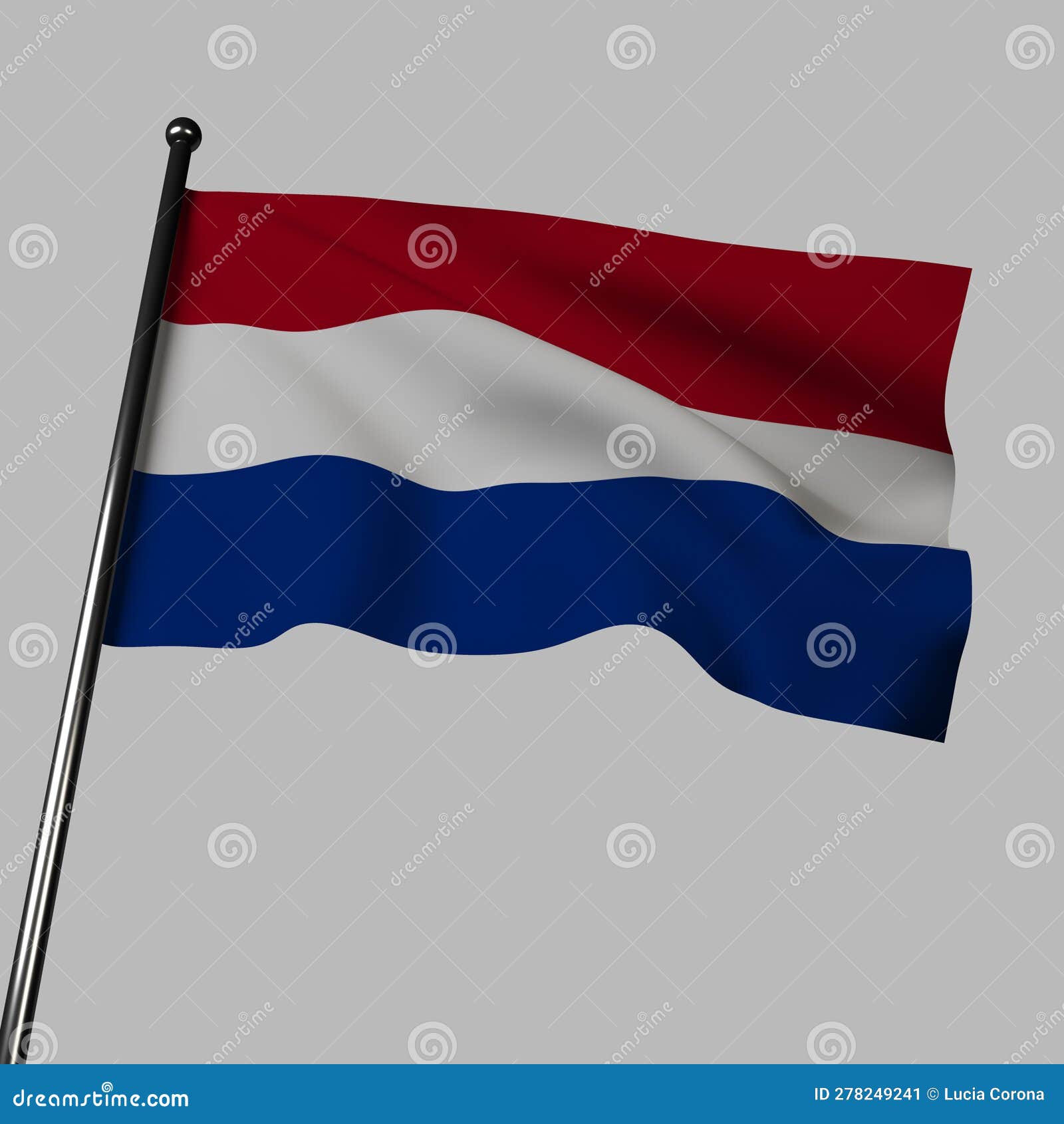 The Flag of Netherland Fluttering in the Wind. 3d Rendering, Isolated ...