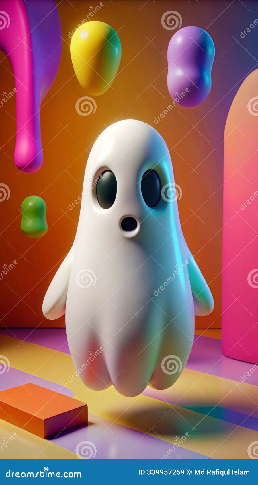 3d Rendering Of Dynamic Casper Ghost. Generative AI Stock Image ...