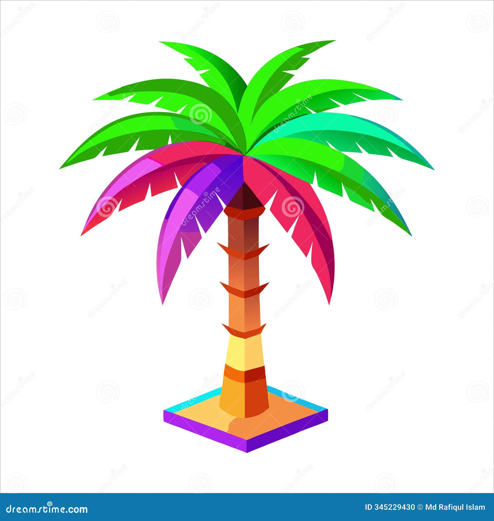 3d Rendering of Dynamic Colorful Palm Tree Vector Stock Illustration ...