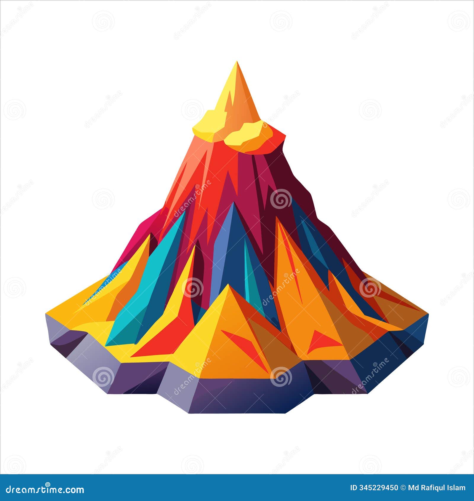 3d Rendering of Dynamic Colorful Volcano Vector Stock Illustration ...