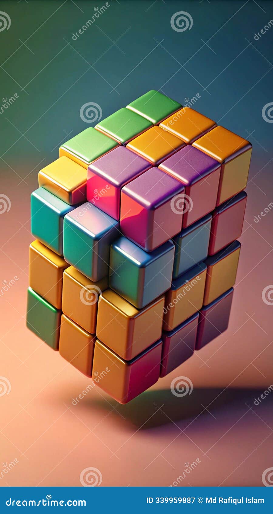 3d Rendering of Dynamic Rubiks Cube. Generative AI Stock Illustration ...