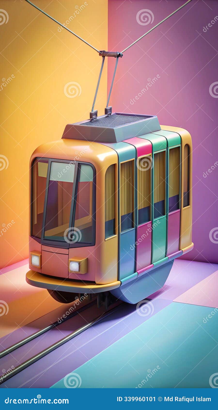 3d Rendering of Dynamic Tram. Generative AI Stock Illustration ...