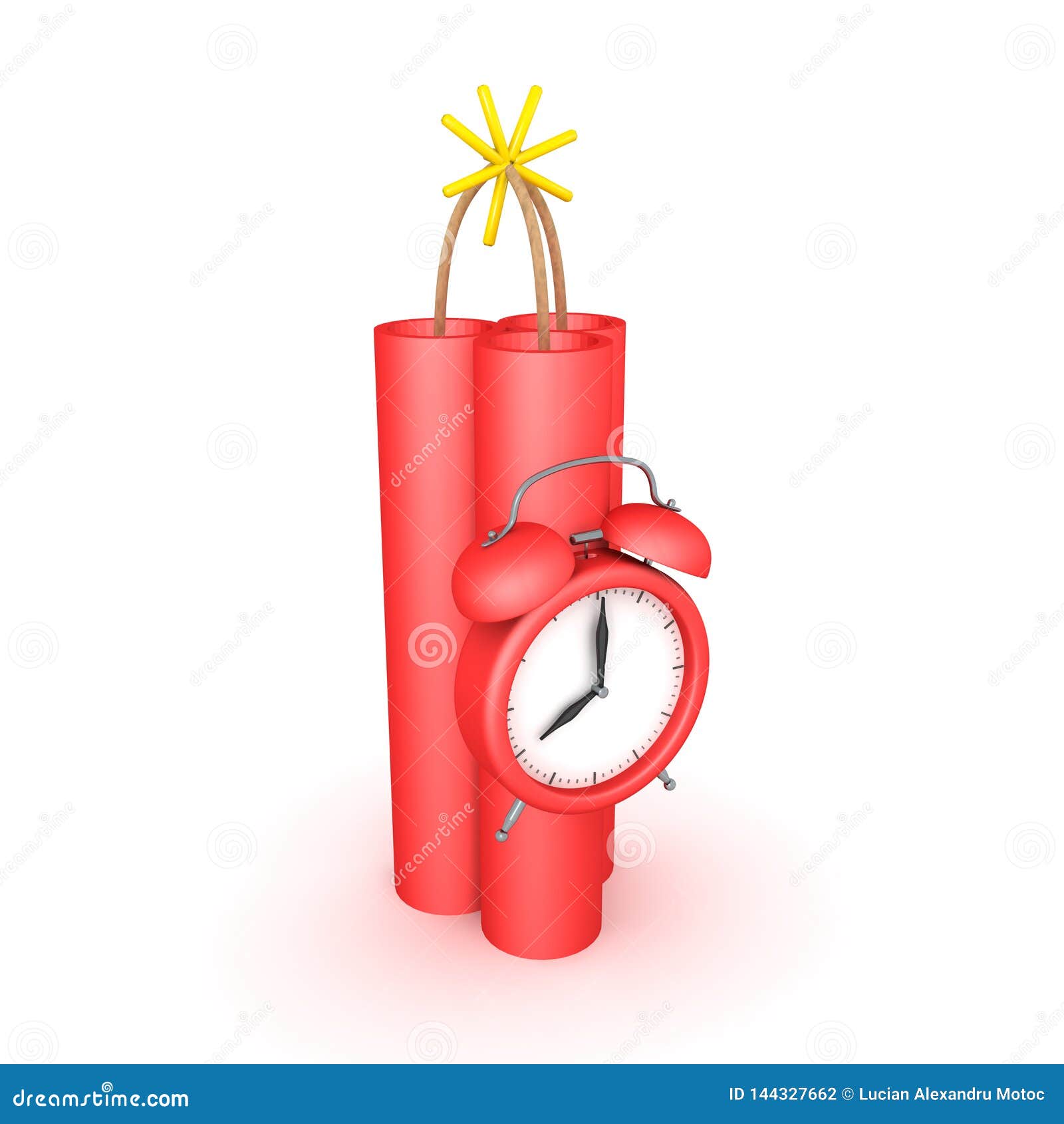 3D Rendering of Dynamite with Clock Strapped To it Stock Illustration ...