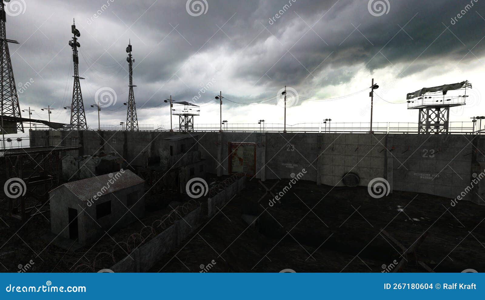 3d-illustration of a Dystopian Post-apocaliptic Zombie Wall Stock ...