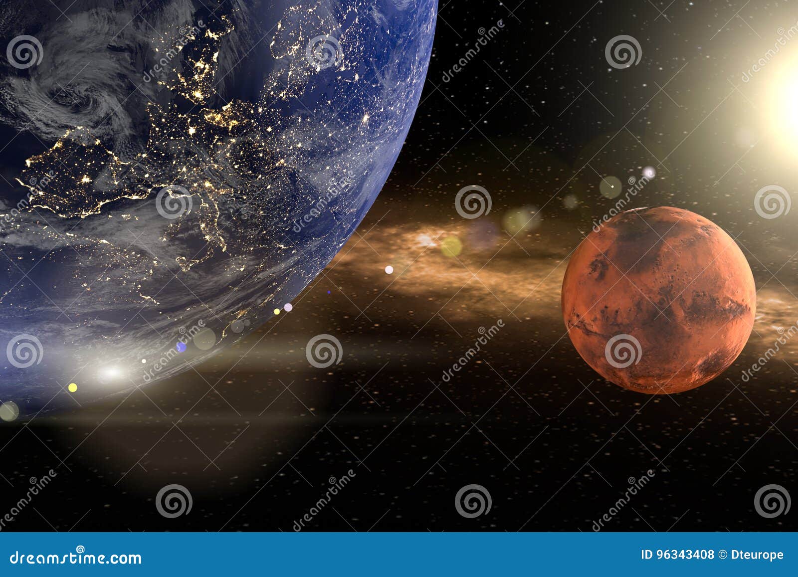 Earth And Mars , Soil Crust, Space, Solar System Stock Photo ...