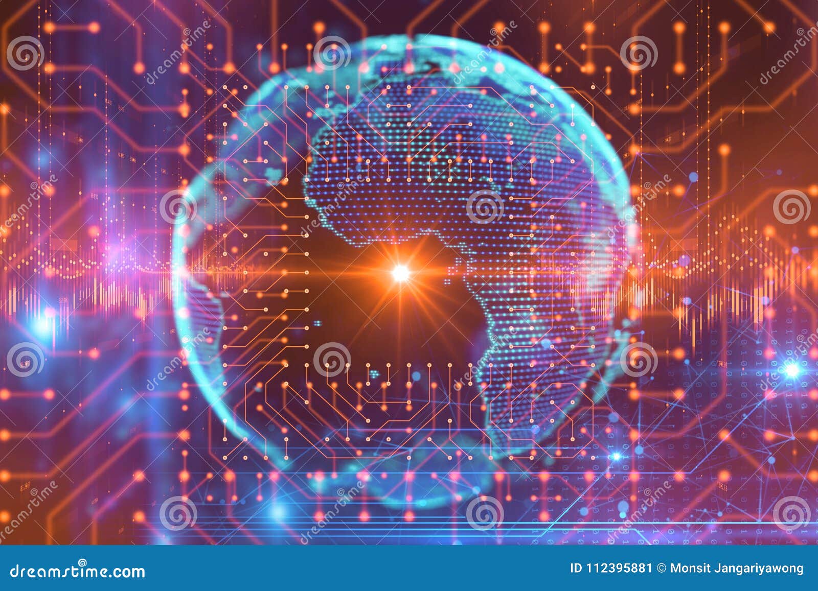 3d Rendering of Earth Futuristic Technology Stock Illustration ...