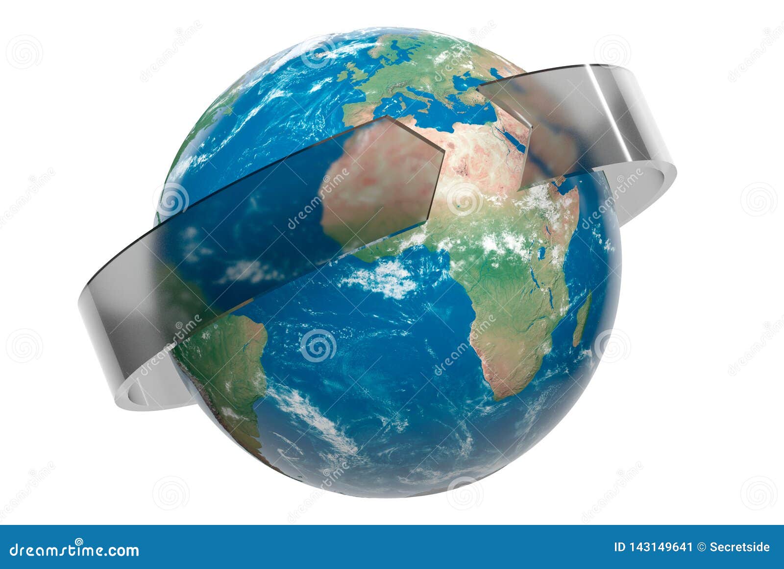 3D Rendering Earth with Ring Stock Illustration - Illustration of asia ...