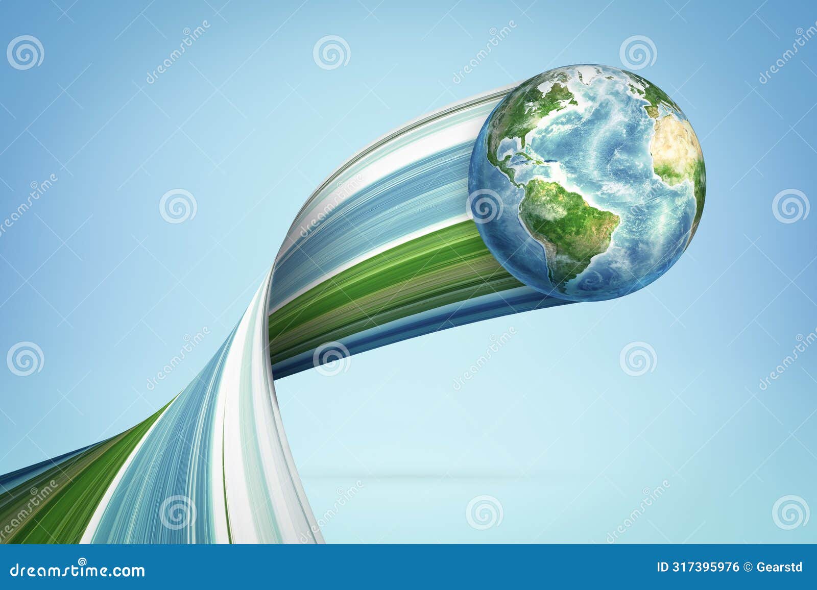3d Rendering of Earth Sphere with Trail on Blue Background Stock Photo ...