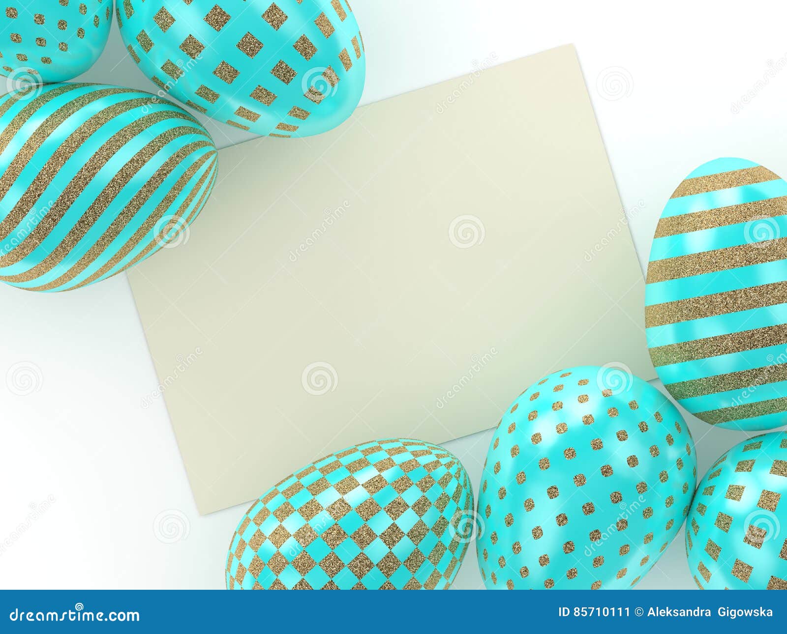 3d Rendering of Easter Glitter and Turquoise Eggs Stock Illustration ...