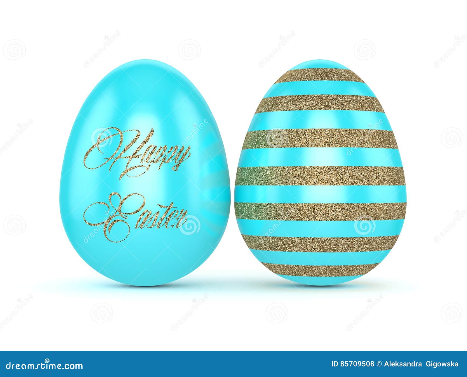3d Rendering of Easter Glitter and Turquoise Eggs Stock Illustration ...