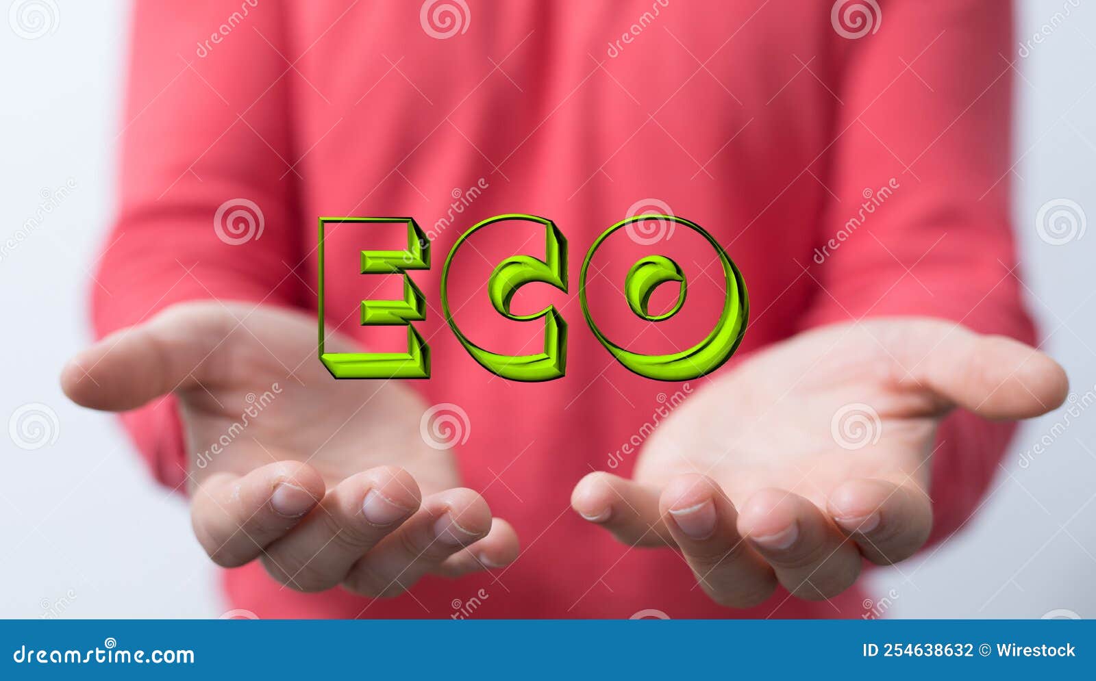3D Rendering of Eco Word in Hands Stock Illustration - Illustration of ...