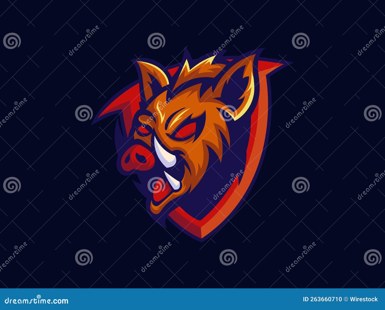 3D Rendering of an Editable Pig Mascot Logo Template Stock Illustration ...