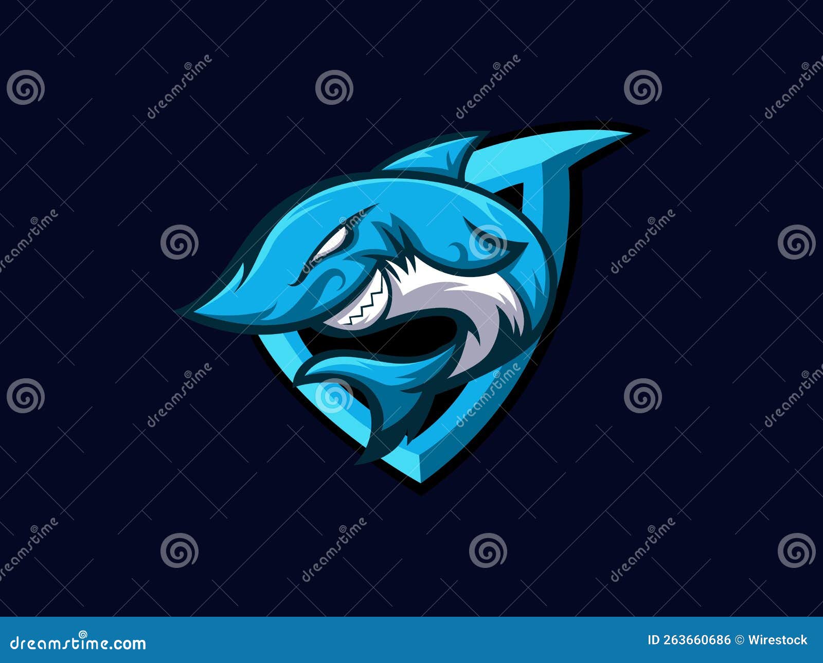 3D Rendering of an Editable Shark Mascot Logo Template Stock ...