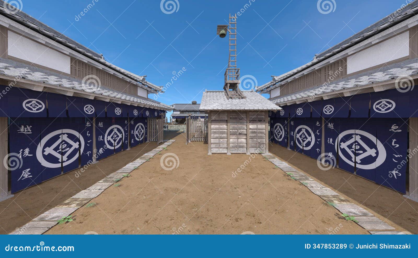 3D Rendering of the Edo Period Streetscape Stock Illustration ...