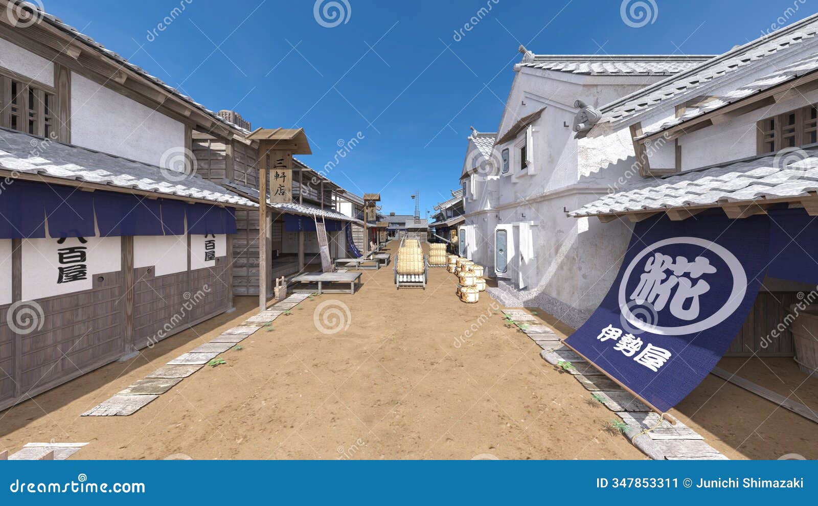 3D Rendering of the Edo Period Streetscape Stock Illustration ...