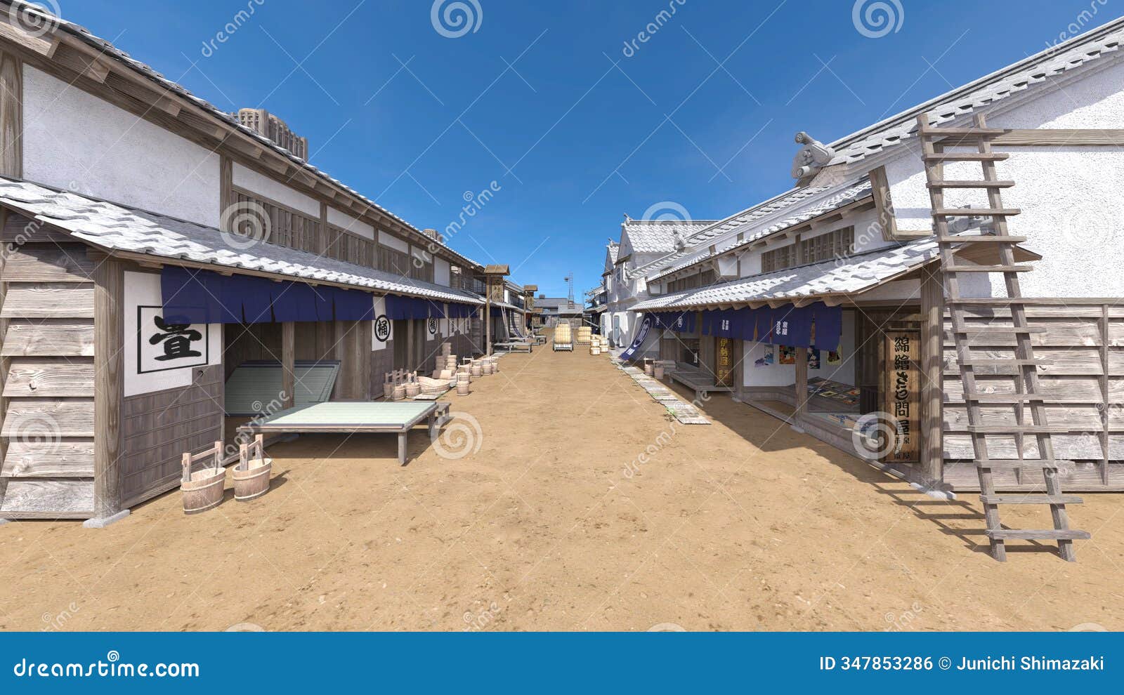 3D Rendering of the Edo Period Streetscape Stock Illustration ...
