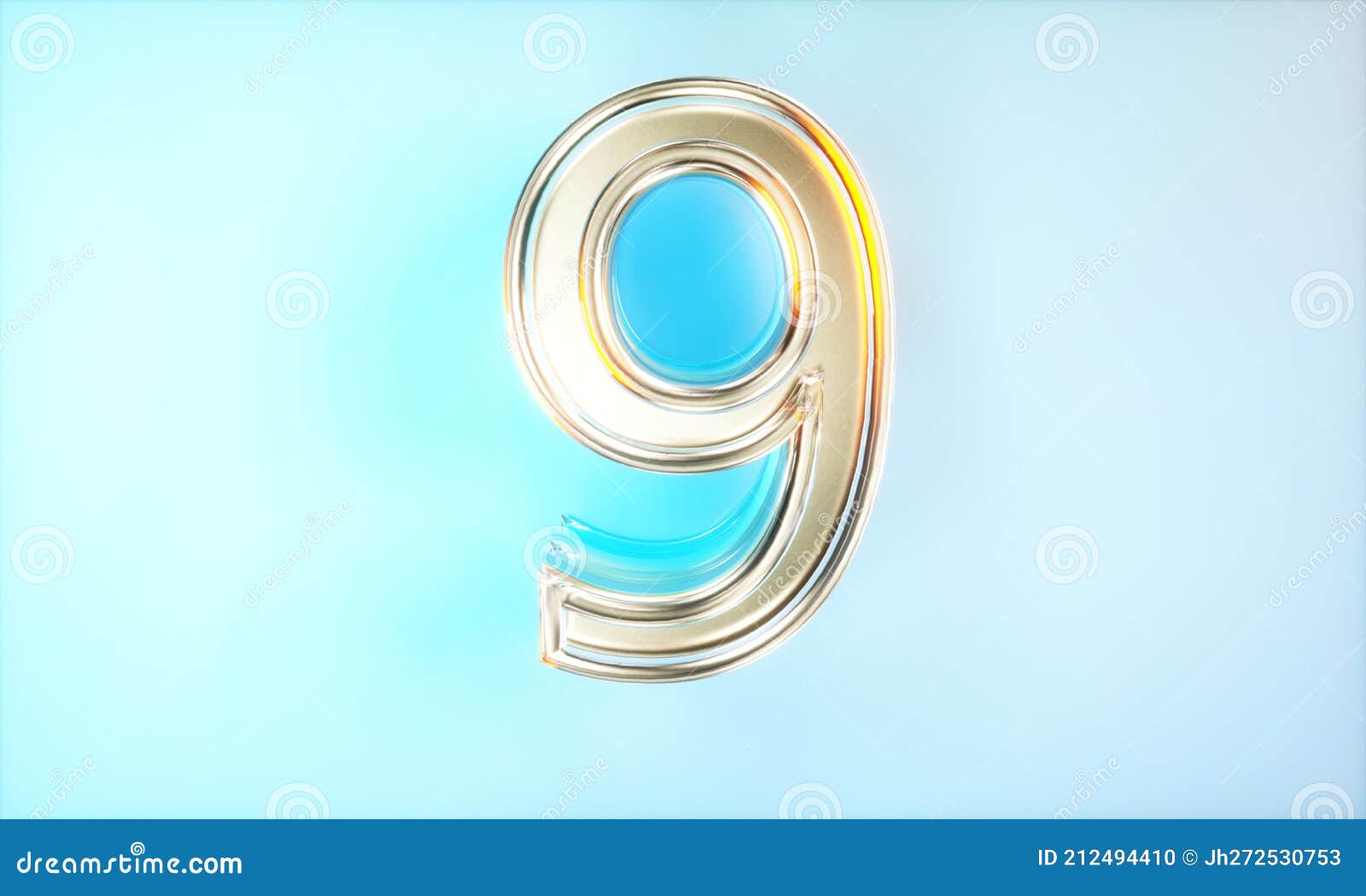 3d Rendering Effect Metal Number 9 Stock Illustration - Illustration of ...