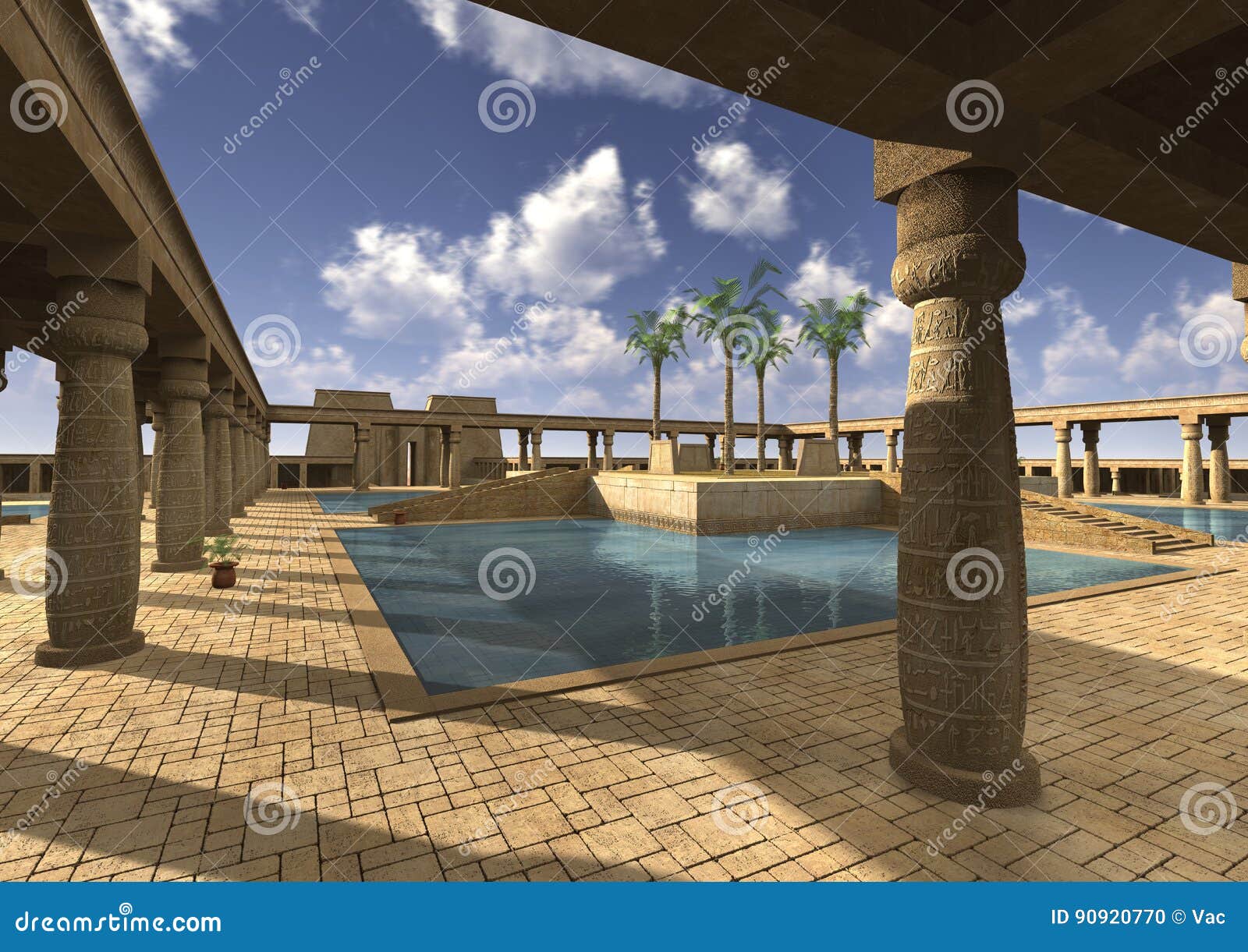 Egyptian Palace 3D Illustration Fantasy Old Kingdom Stock Photography ...