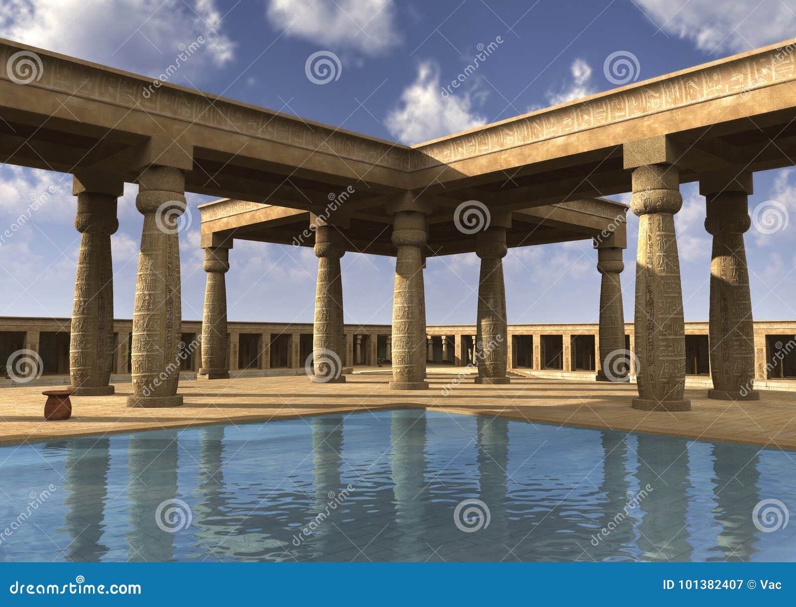 3D Rendering Egyptian Palace Stock Illustration - Illustration of ...