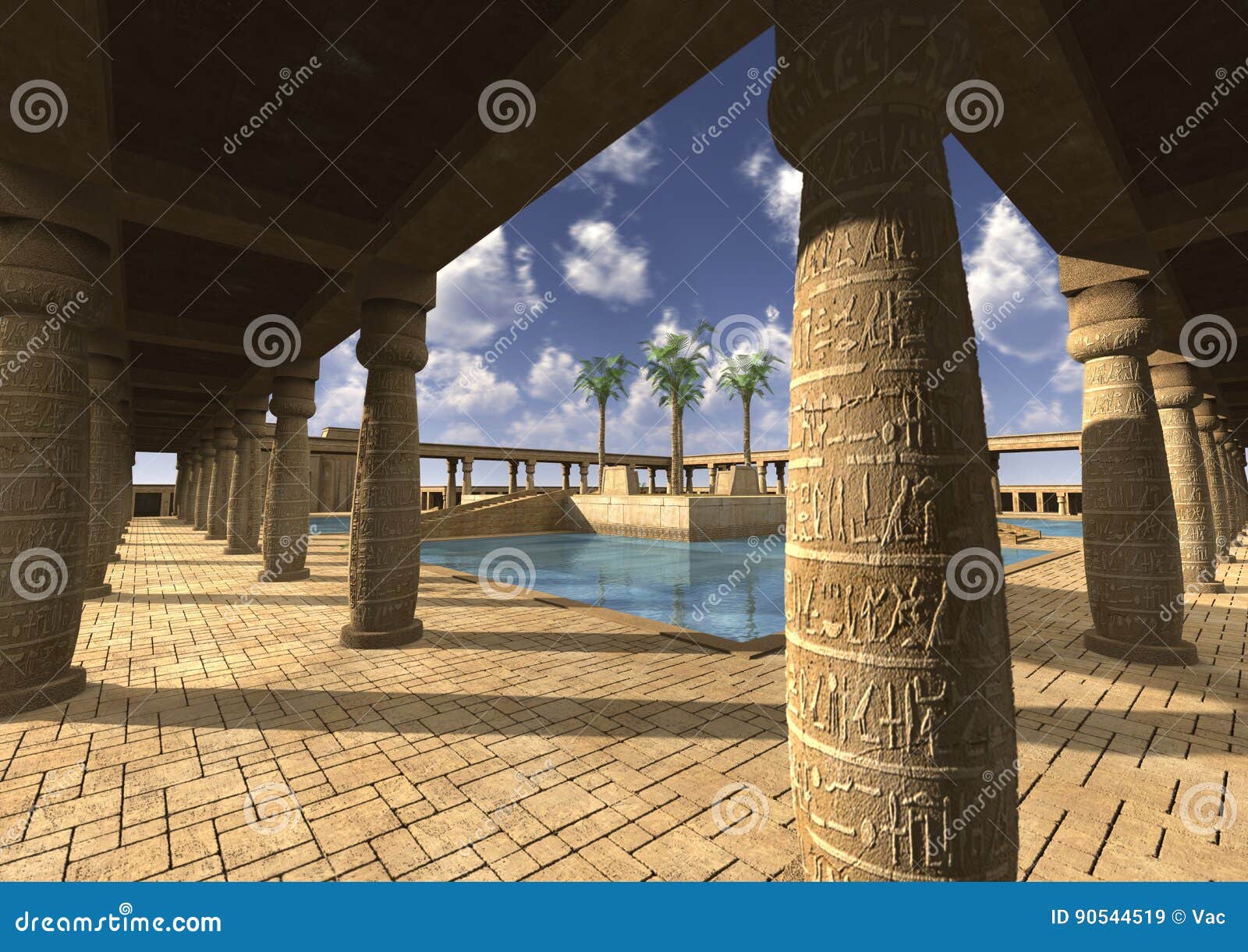 3D Rendering Egyptian Palace Stock Image - Image of architecture ...