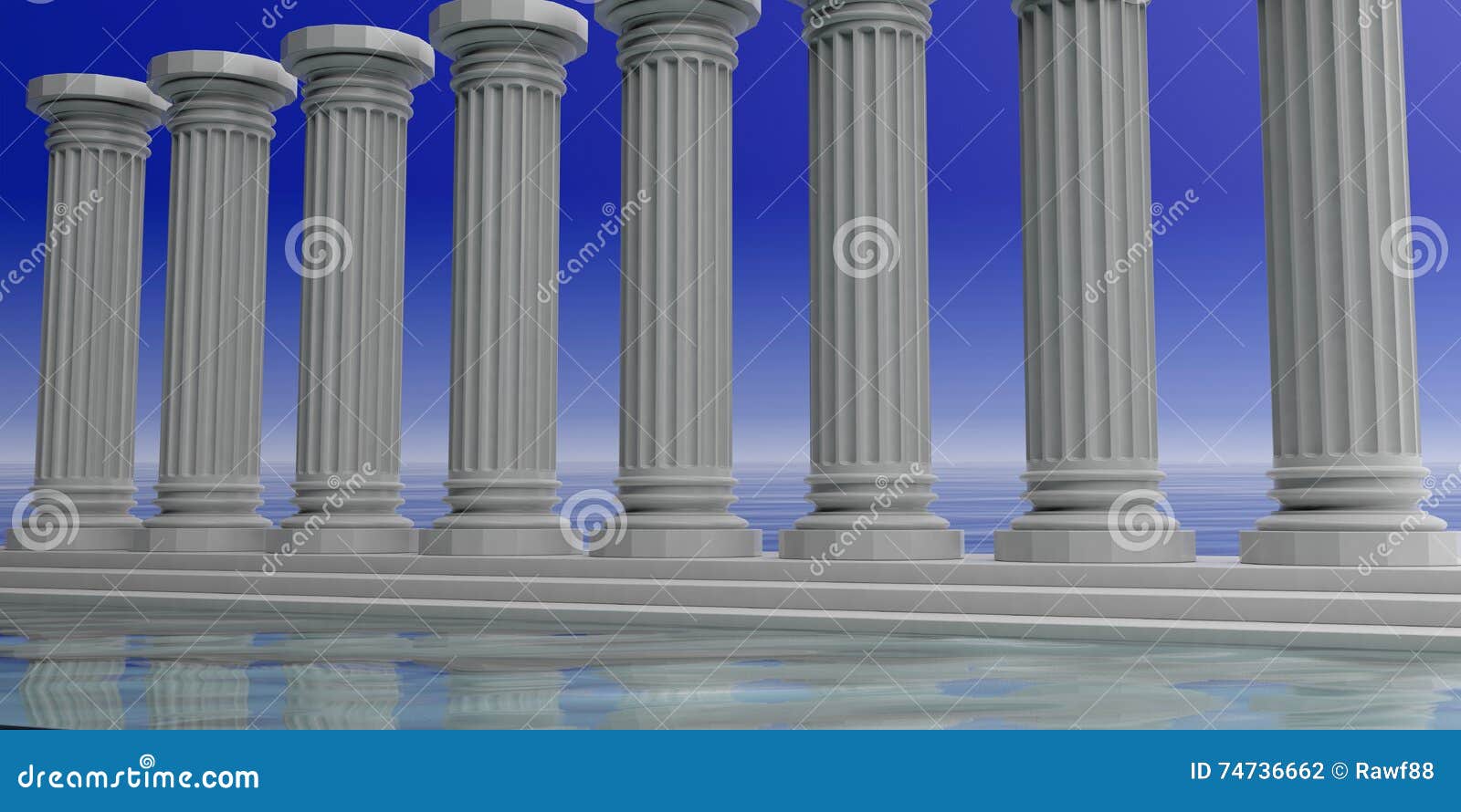 3d Rendering Eight White Marble Pillars Stock Illustration ...