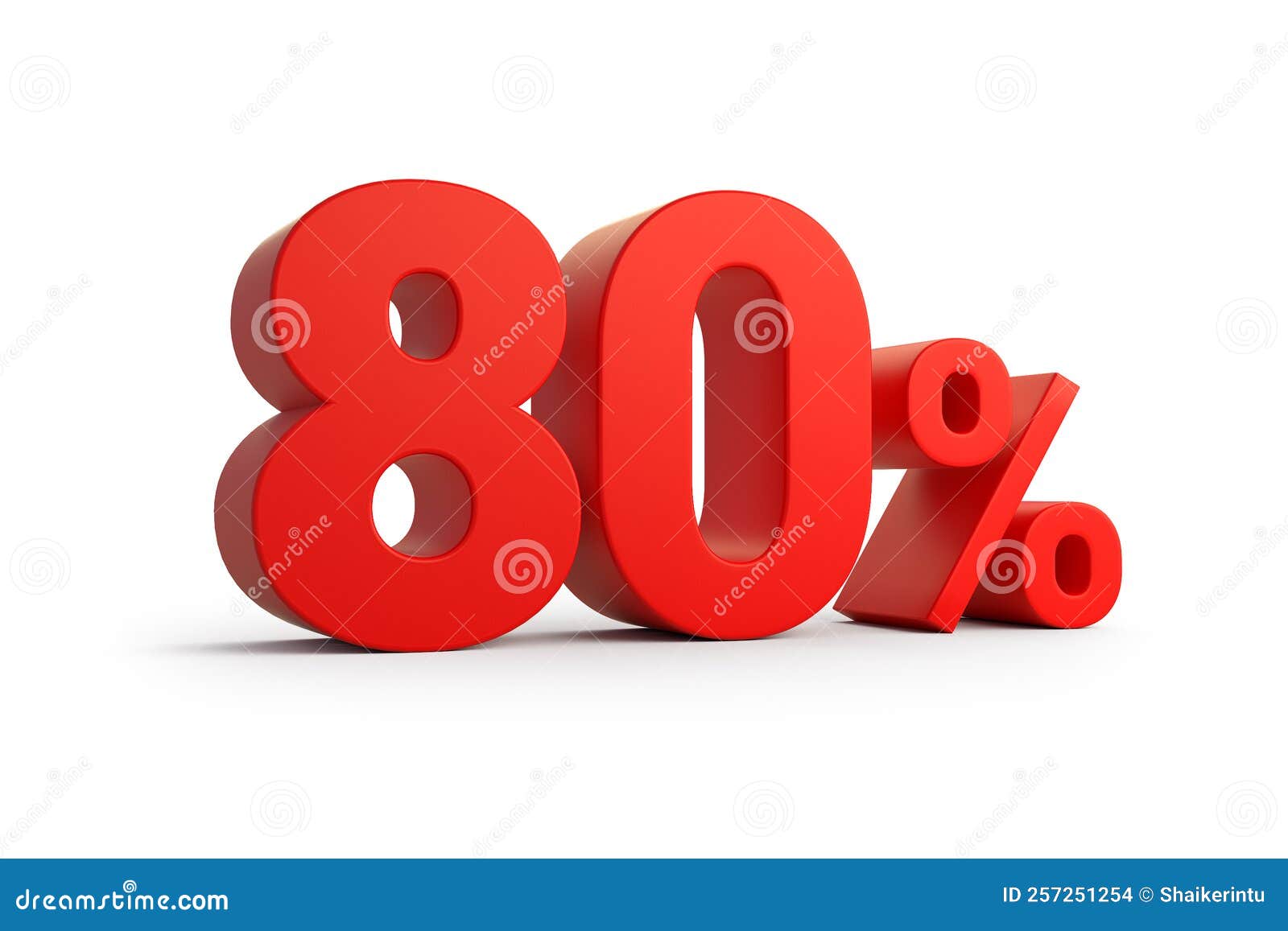 3d Rendering of Eighty Percent Text on White Background. 3d Rendering ...
