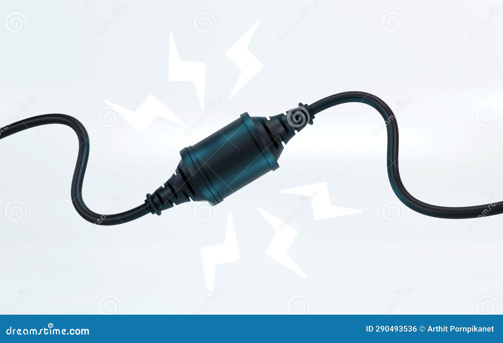 3D Rendering of Electric Plug and Socket Connected with Spark on Color ...