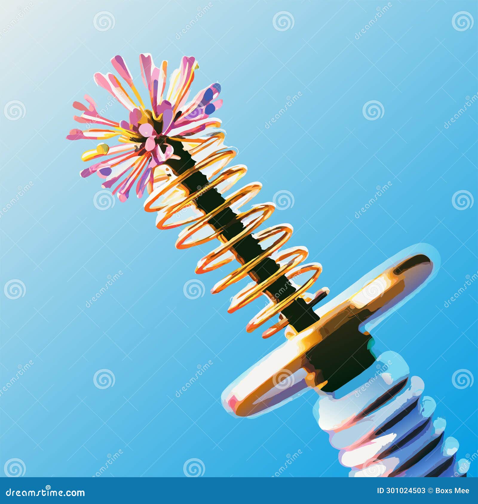 3d Rendering of an Electric Shock Absorber on a Blue Background ...