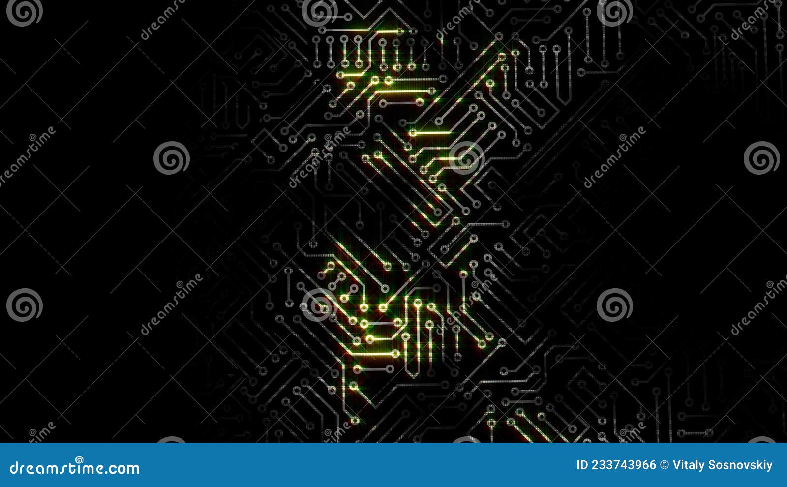 3D Rendering of an Electrical Pulse Passing through the Circuits of a ...