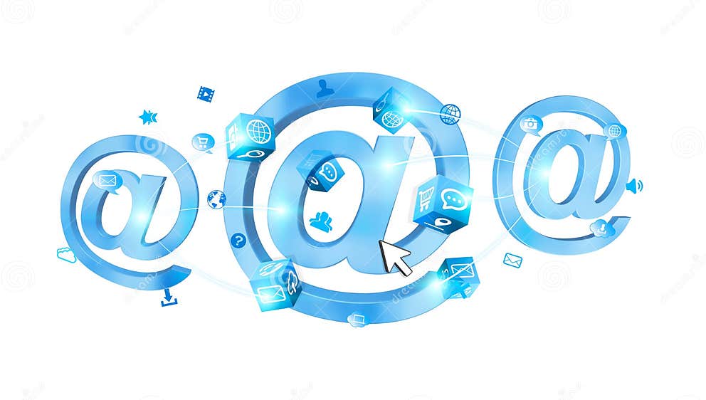 3D Rendering Email Icon Connected To Each Other Stock Illustration ...