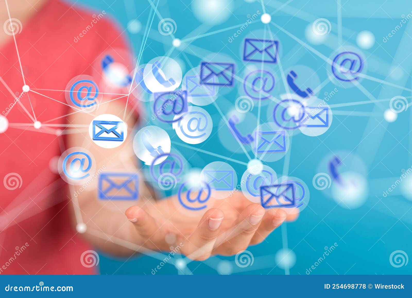 3D Rendering of Email, Message, and Call Symbols Floating Above a ...