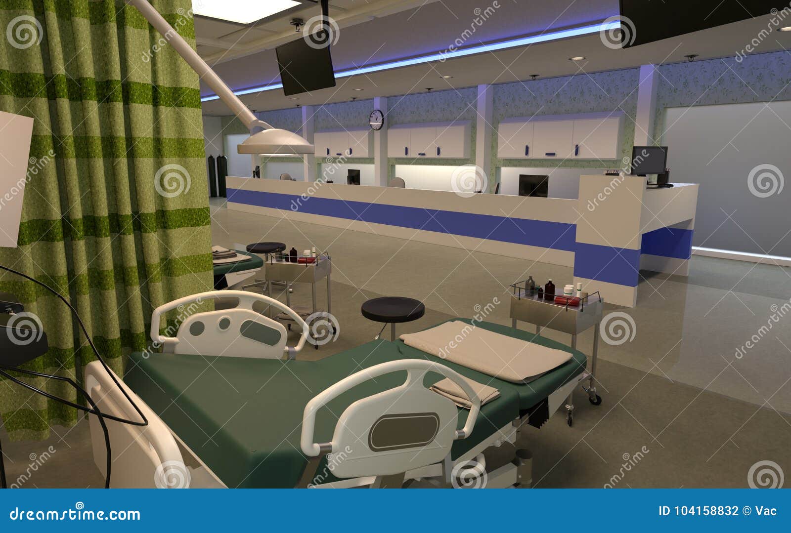 3D Rendering Emergency Room Stock Illustration - Illustration of ...