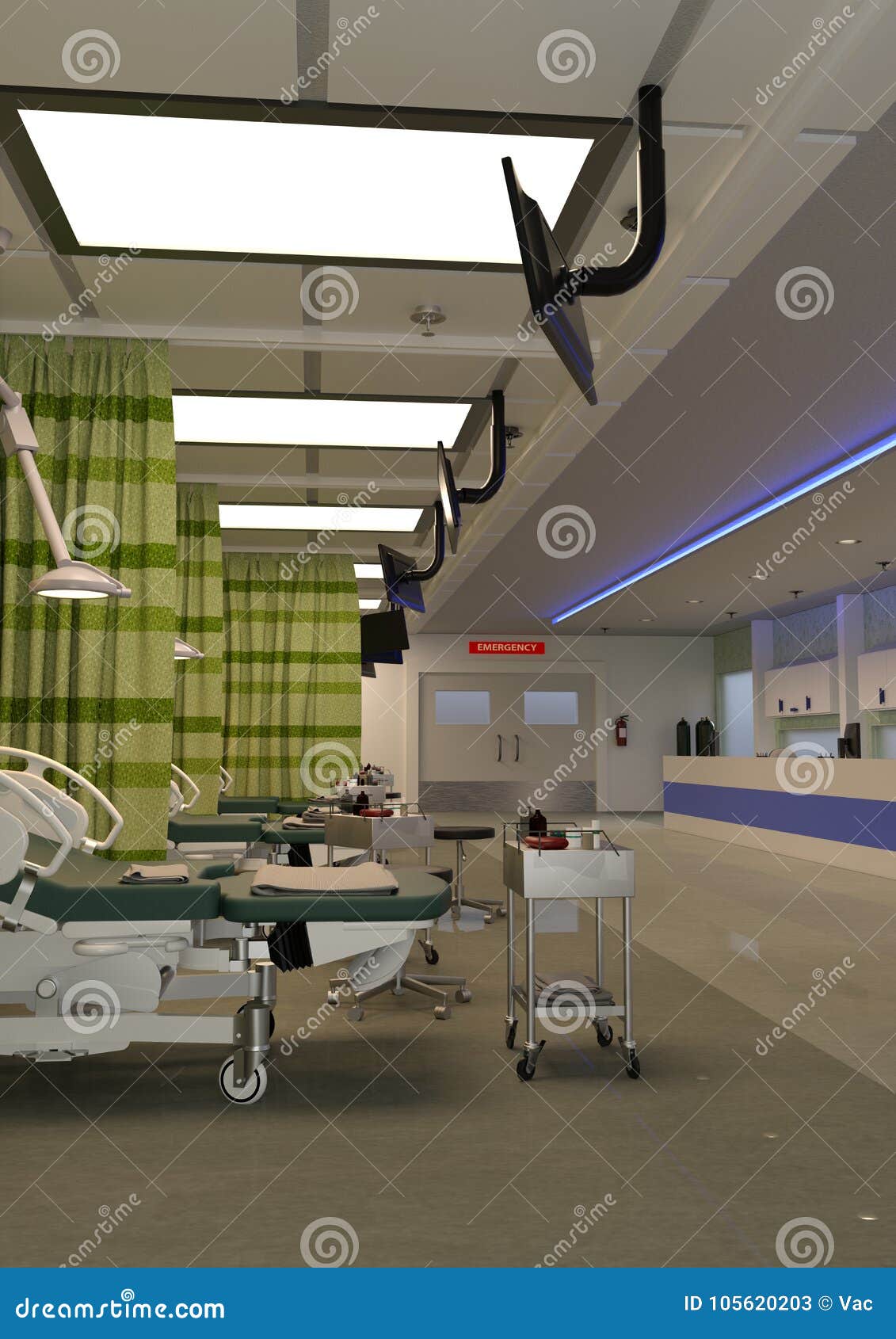 3D Rendering Emergency Room Stock Image - Image of sick, entrance ...