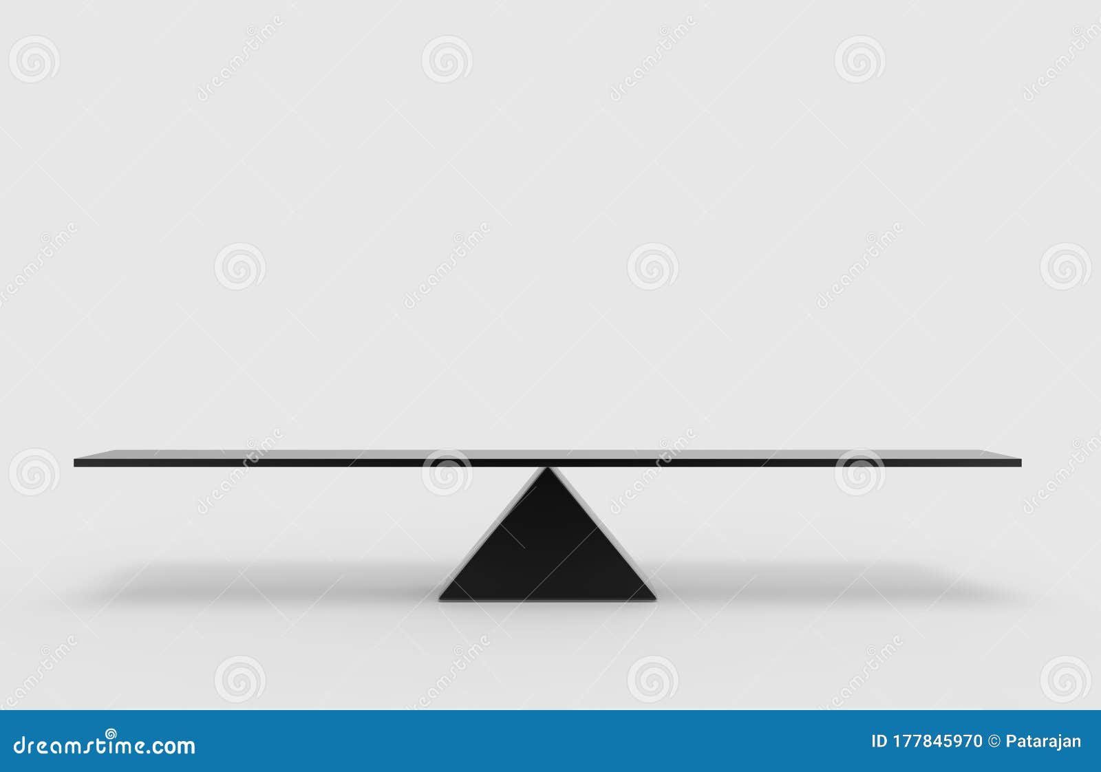 3d Rendering. Empty Blank Black Metal Triangle Balance Scale with ...