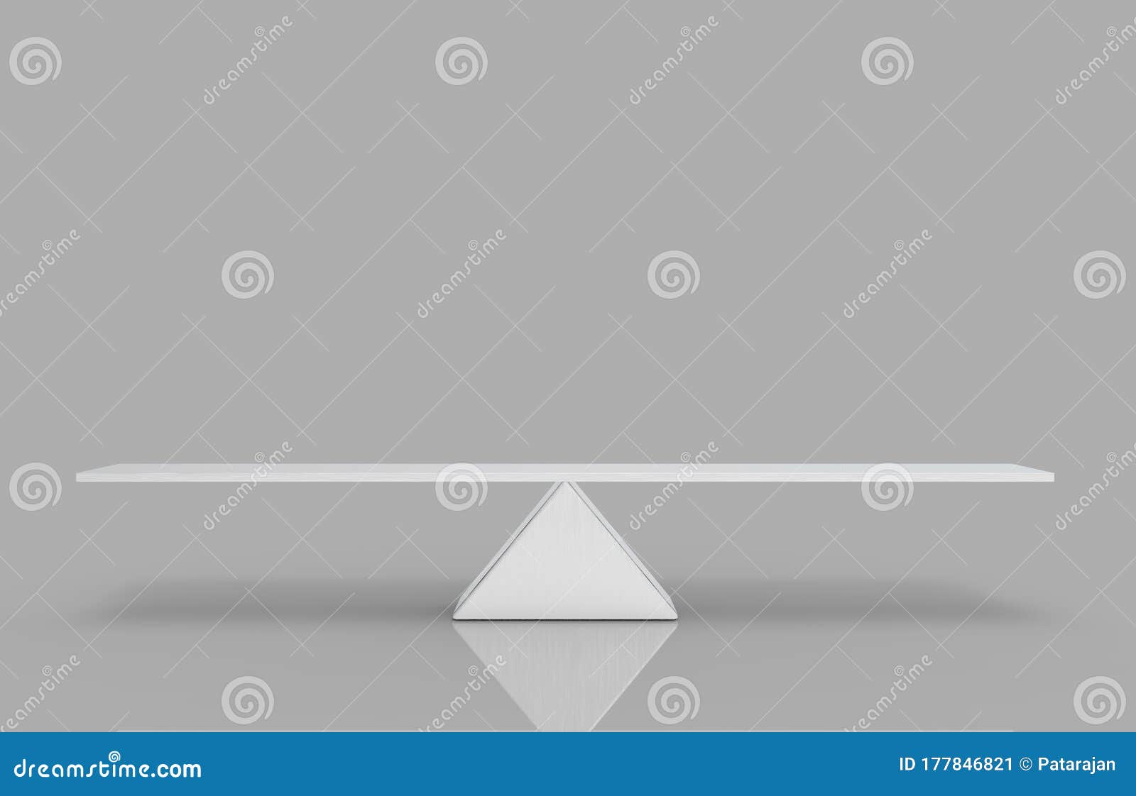 3d Rendering. Empty Blank Silver Aluminium Triangle Balance Scale with ...